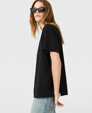 Stella McCartney Logo-embroidered Boyfriend T-shirt - Black