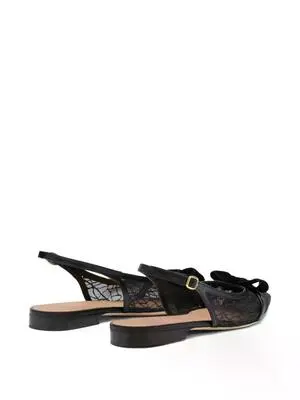 MALONE SOULIERS Velvet Bow Detail Slingback Flat Pumps - Black