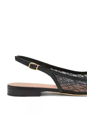 MALONE SOULIERS Velvet Bow Detail Slingback Flat Pumps - Black