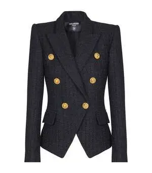 Balmain Tweed Tailored Jacket - Black