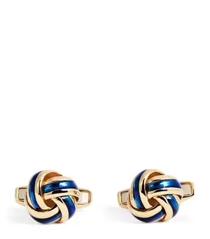 DEAKIN & FRANCIS White Gold Knot Cufflinks - Blue