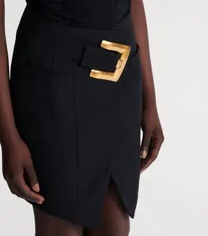 Balmain Virgin Wool Belted Mini Skirt