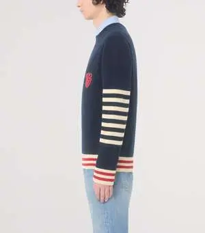Valentino Garavani Wool Embroidered Stripe Sweater - Blue