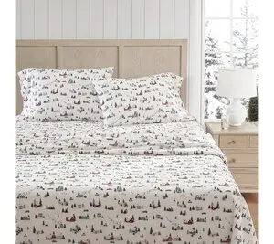 MARTHA STEWART Ski Village Flannel Queen Sheet Set - One-color