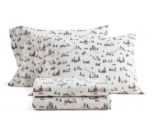 MARTHA STEWART Ski Village Flannel Queen Sheet Set