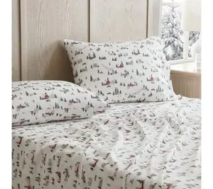 MARTHA STEWART Ski Village Flannel Queen Sheet Set