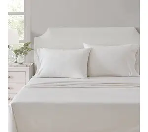 MARTHA STEWART Stripe White/beige Cotton Queen Sheet Set - One-color