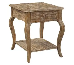 ALATERRE FURNITURE Rustic Solid Wood End Table Rawer & Shelf - One-color