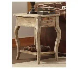 ALATERRE FURNITURE Rustic Solid Wood End Table Rawer & Shelf