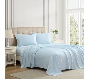 Laura Ashley Satin Bliss Blue King Sheet Set - One-color