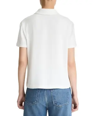 Vince Crepe Short Sleeve Polo - Off White