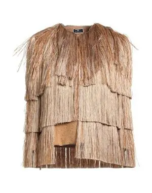 Elisabetta Franchi Elisabetta Franchi Bouclé Jacket With Fringes Camel