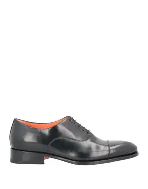 Santoni Soft Leather Oxford Lace-up Shoes - Black