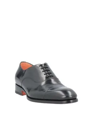 Santoni Soft Leather Oxford Lace-up Shoes - Black
