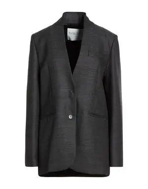 FORTE_FORTE Virgin Wool Herringbone Blazer - Grey
