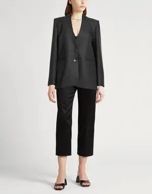 FORTE_FORTE Virgin Wool Herringbone Blazer - Grey