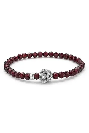 Lagos Anthem Garnet Skull Bead Bracelet - Red