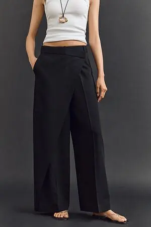 WHITEROOM + CACTUS Wrap Front Trouser Pants - Black
