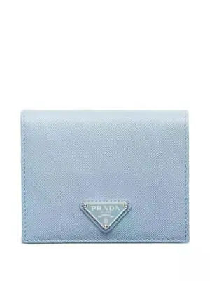 Prada Small Triangle-logo Leather Wallet - Blue