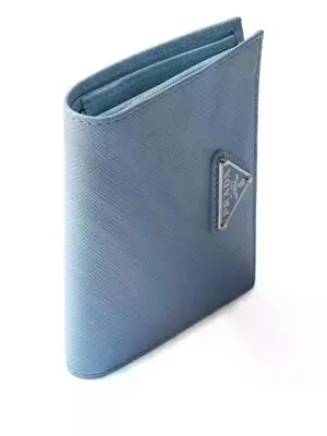 Prada Small Triangle-logo Leather Wallet - Blue