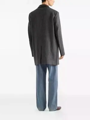 Prada Notched-lapel Single-breasted Coat - Grey