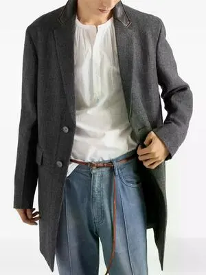 Prada Notched-lapel Single-breasted Coat - Grey