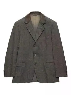Prada Leather-collar Single-breasted Blazer