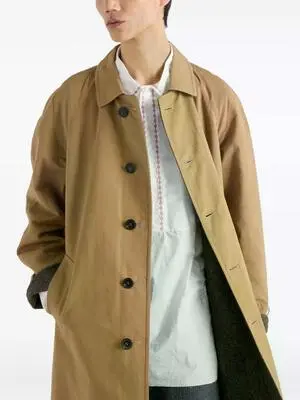 Prada Button-closure Cotton Coat With Logo