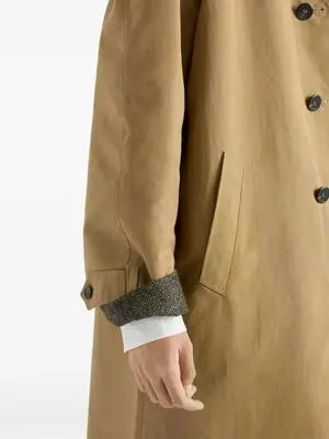 Prada Button-closure Cotton Coat With Logo