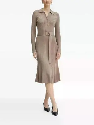 MARCIANO Ribbed Belted Midi Dress