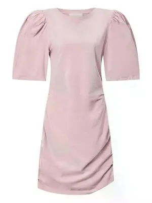 Knee Length Short Puff Sleeve Dress