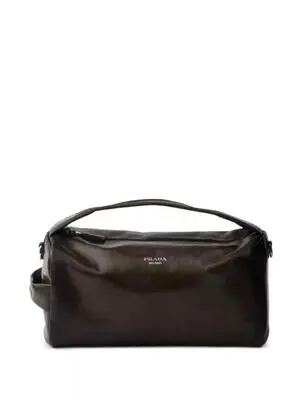 Prada Leather Zipper Shoulder Bag - Brown