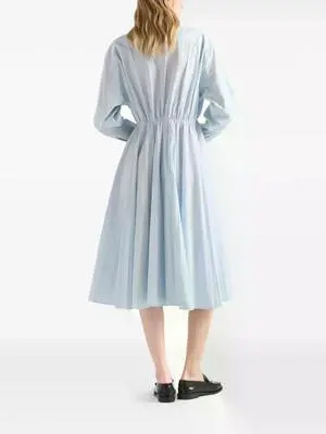 Prada V-neck Long-sleeve Midi Dress