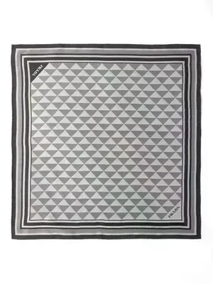 Prada Symbole Geometric-motif Silk Scarf - Grey