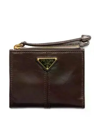 Prada Triangle-logo Leather Wallet - Brown