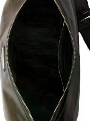 Prada Leather Zipper Messenger Bag - Green
