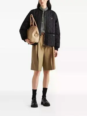 Prada Quilted Jacket With Corduroy Trim - Black