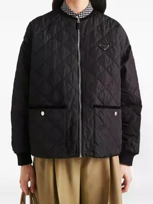 Prada Quilted Jacket With Corduroy Trim - Black