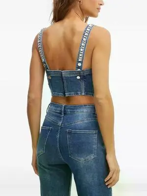 Guess Embellished Strap Denim Top