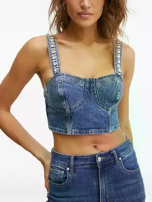Guess Embellished Strap Denim Top