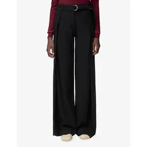 Loewe Pleated Wide Leg Wool Trousers