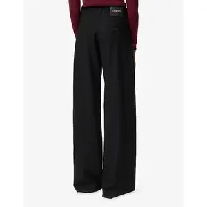 Loewe Pleated Wide Leg Wool Trousers