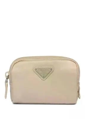 Prada Logo Zip Micro Pouch - Neutrals