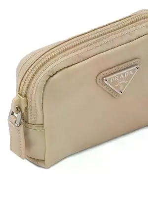 Prada Logo Zip Micro Pouch - Neutrals