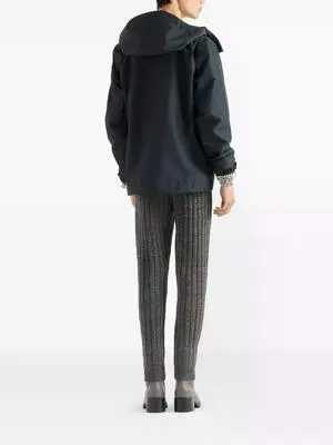 Prada Oversized Hooded Jacket With Zipper Pockets - Blue