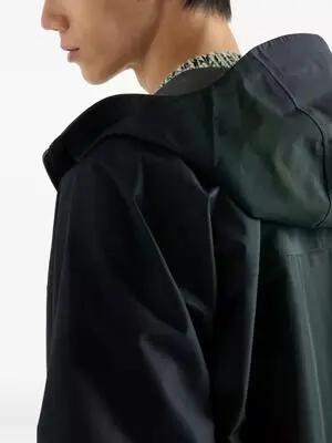 Prada Oversized Hooded Jacket With Zipper Pockets - Blue