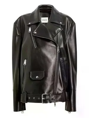 Khaite Belted Leather Jacket