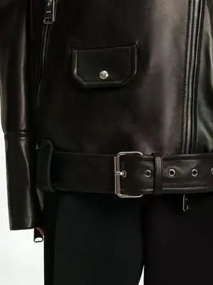 Khaite Belted Leather Jacket