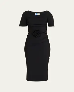 Chiara Boni La Petite Robe Bahir Floral Applique Midi Dress - Black