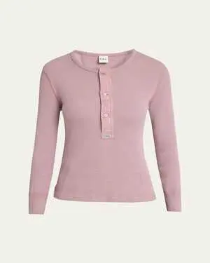 Chloé Flatlock Ribbed Jersey Henley Shirt - Blush
